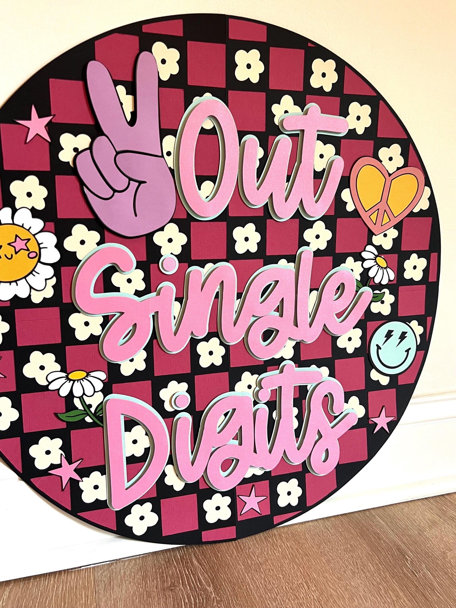 Peace Out Single Digits Birthday, Groovy Hippie Party Decoration - Etsy