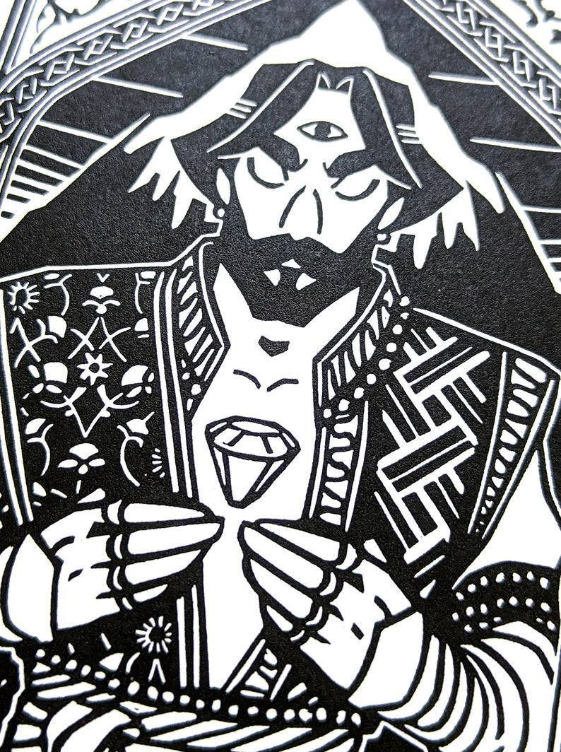 Linocut A5 Sign of the Rock Hand-printed Engraving - Etsy