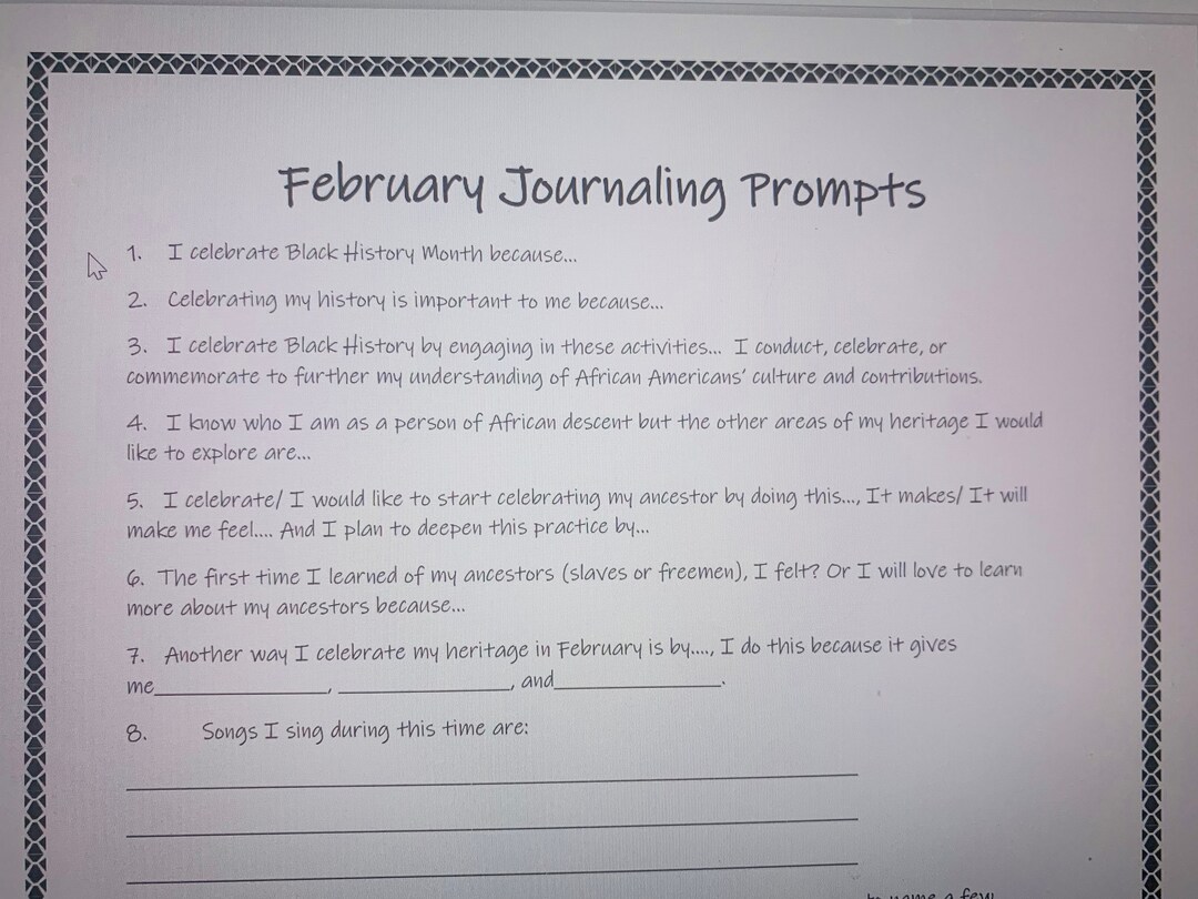Black History Month Journal Prompts - Etsy