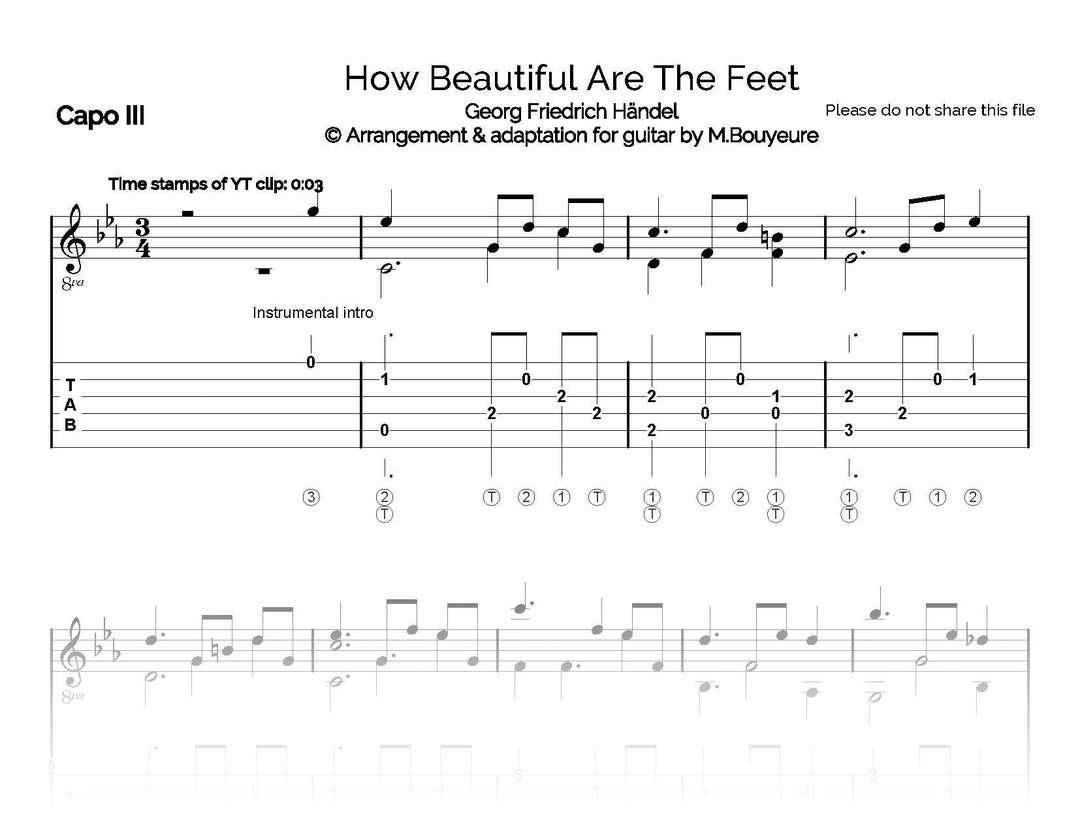 How Beautiful Are the Feet - TAB & Score Arrangement for Finger Style ...