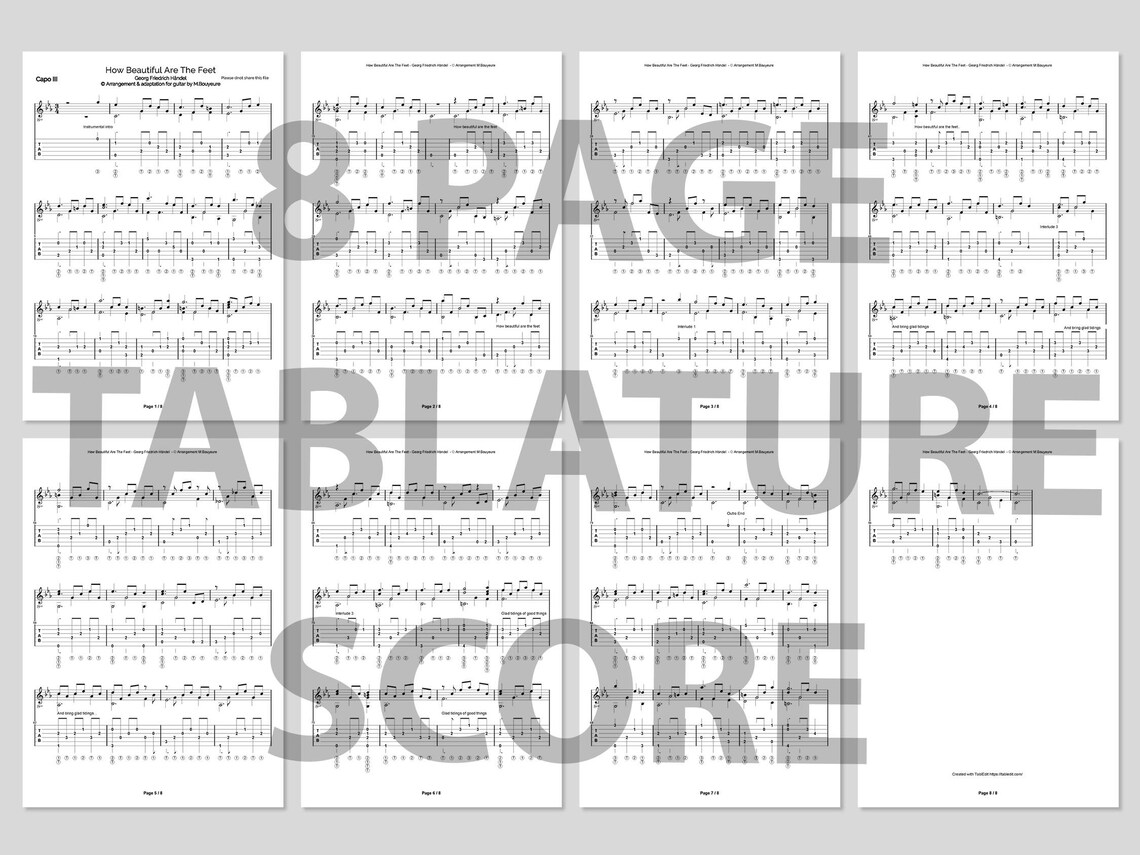 How Beautiful Are the Feet - TAB & Score Arrangement for Finger Style ...