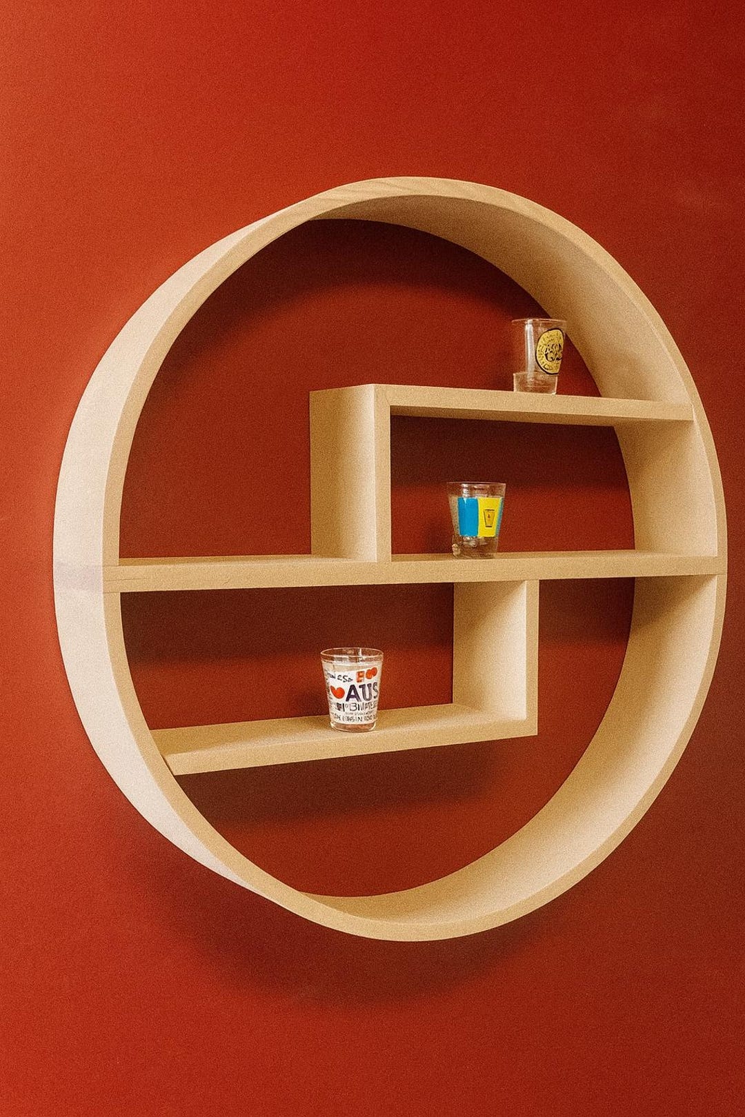 Solid Ash Wood Circle Shelf: Modern Floating Wall Display - Etsy