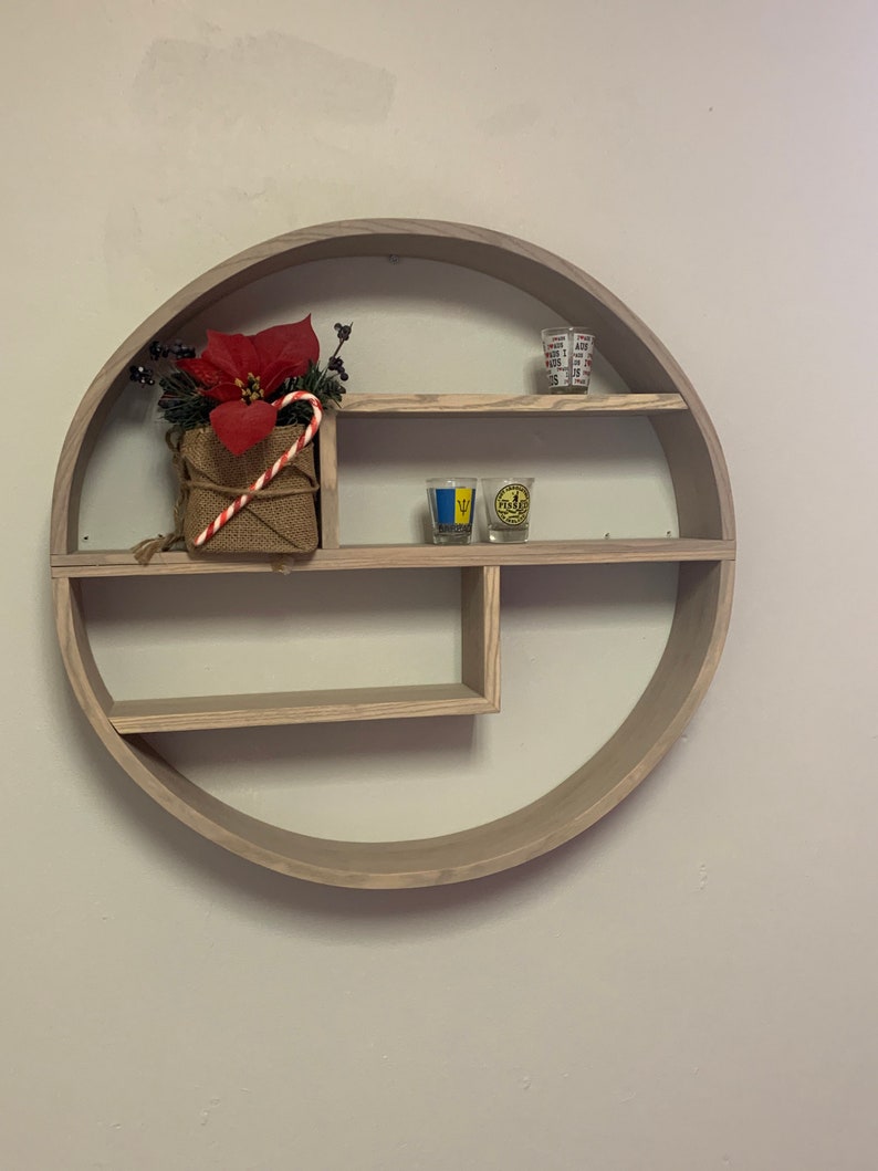 Solid Ash Wood Circle Shelf, Floating Wall Shelf. Modern Design Shelf ...