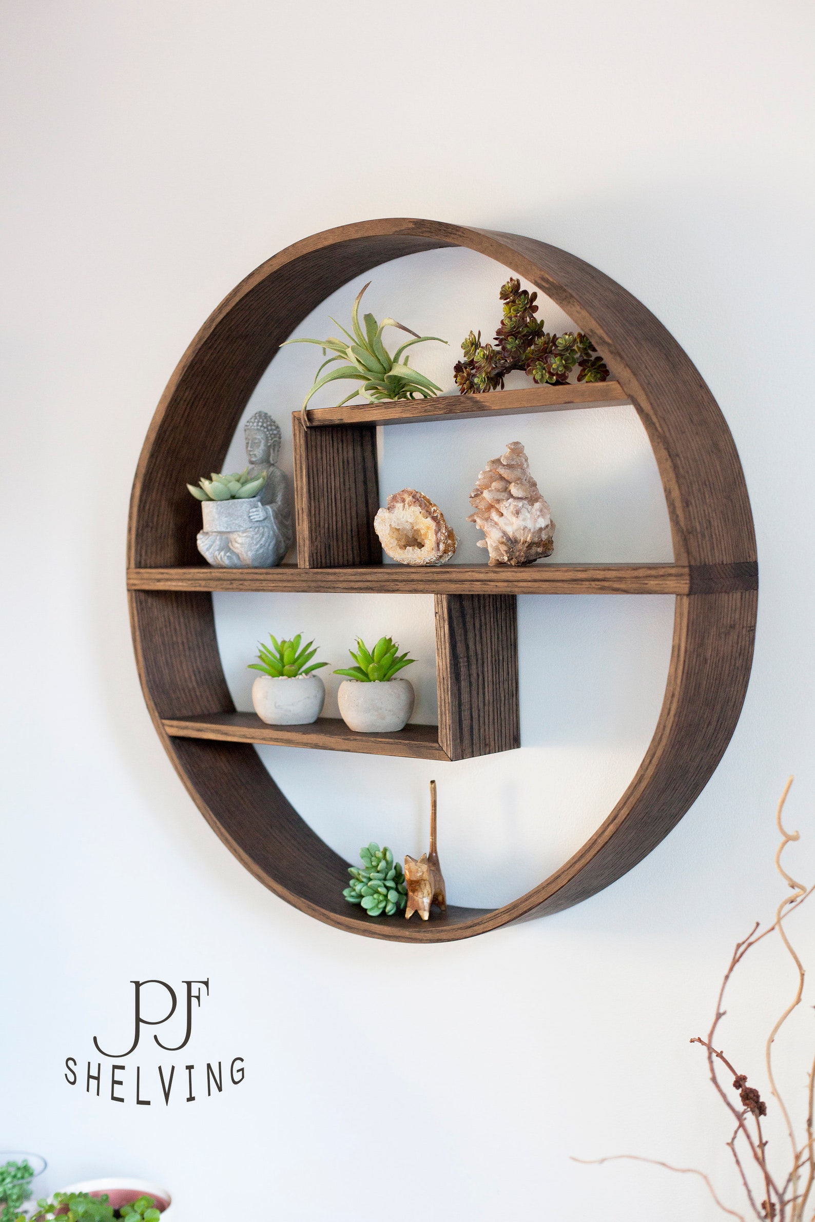 Solid Red Oak Circle Shelf Floating Wall Shelf. Modern Design | Etsy