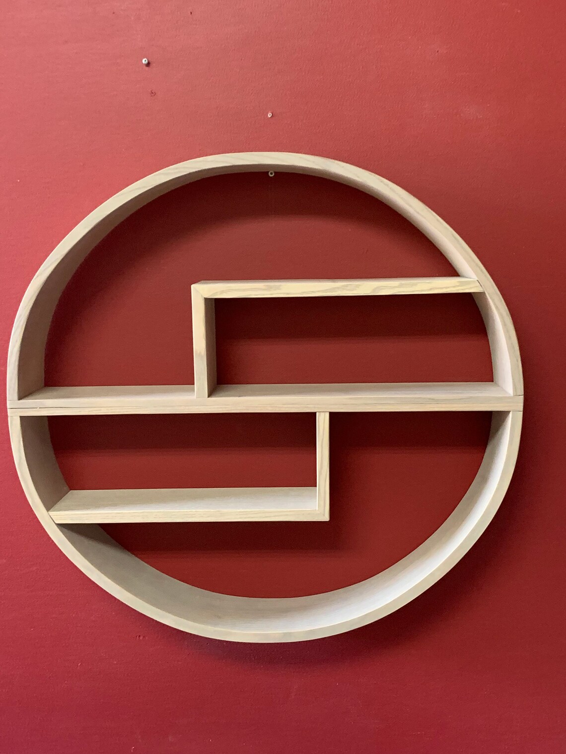 Solid Ash Wood Circle Shelf, Floating Wall Shelf. Modern Design Shelf ...