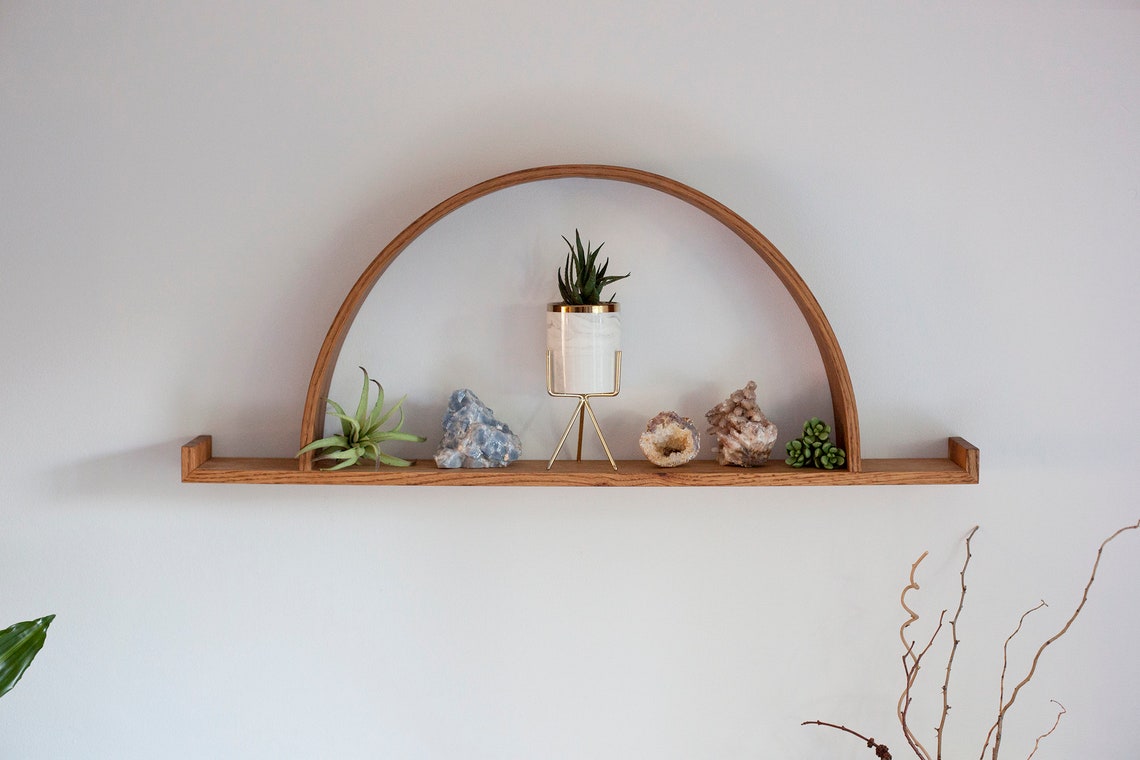 Half Circle Solid Wood Shelf. Floating Wall Shelf. Modern - Etsy