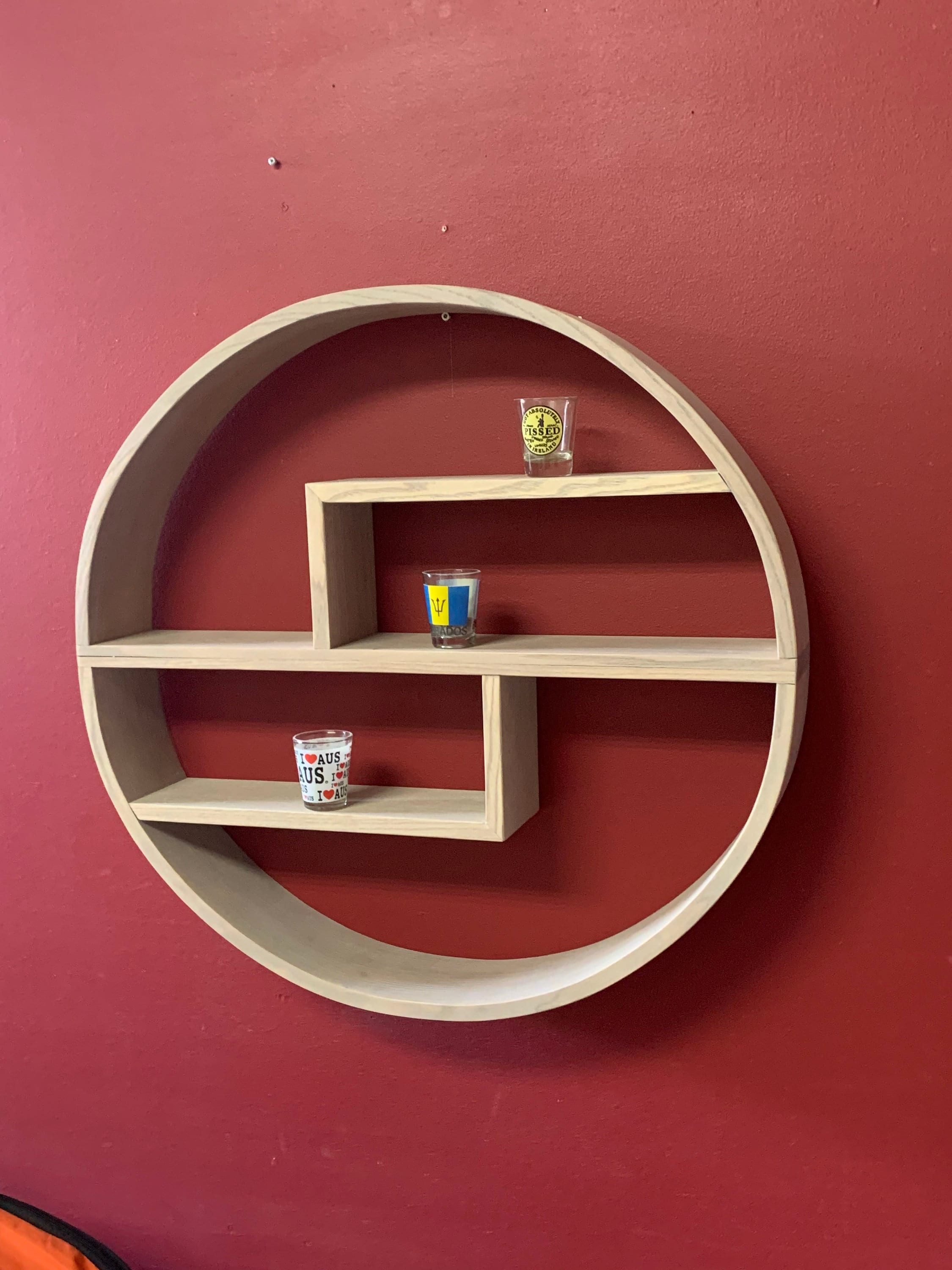 Solid Ash Wood Circle Shelf, Floating Wall Shelf. Modern Design Shelf ...