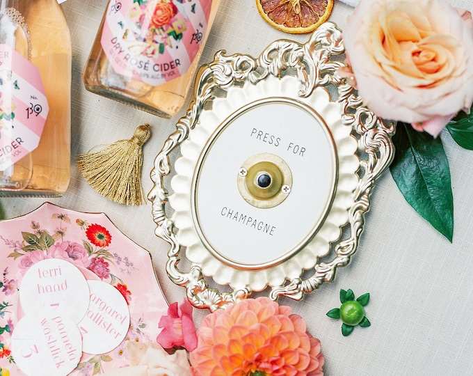 Press for Champagne Button, Door Bell Ring, Flat Lay Prop, Champagne ...