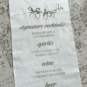 Fabric Bar Banner, Linen Wedding Bar Sign, Signature Cocktail Banner ...