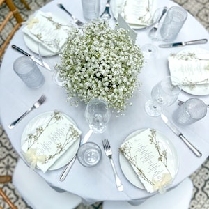 Modern White Flower Menu Handmade Paper Menu Handmade Paper Menu Floral ...