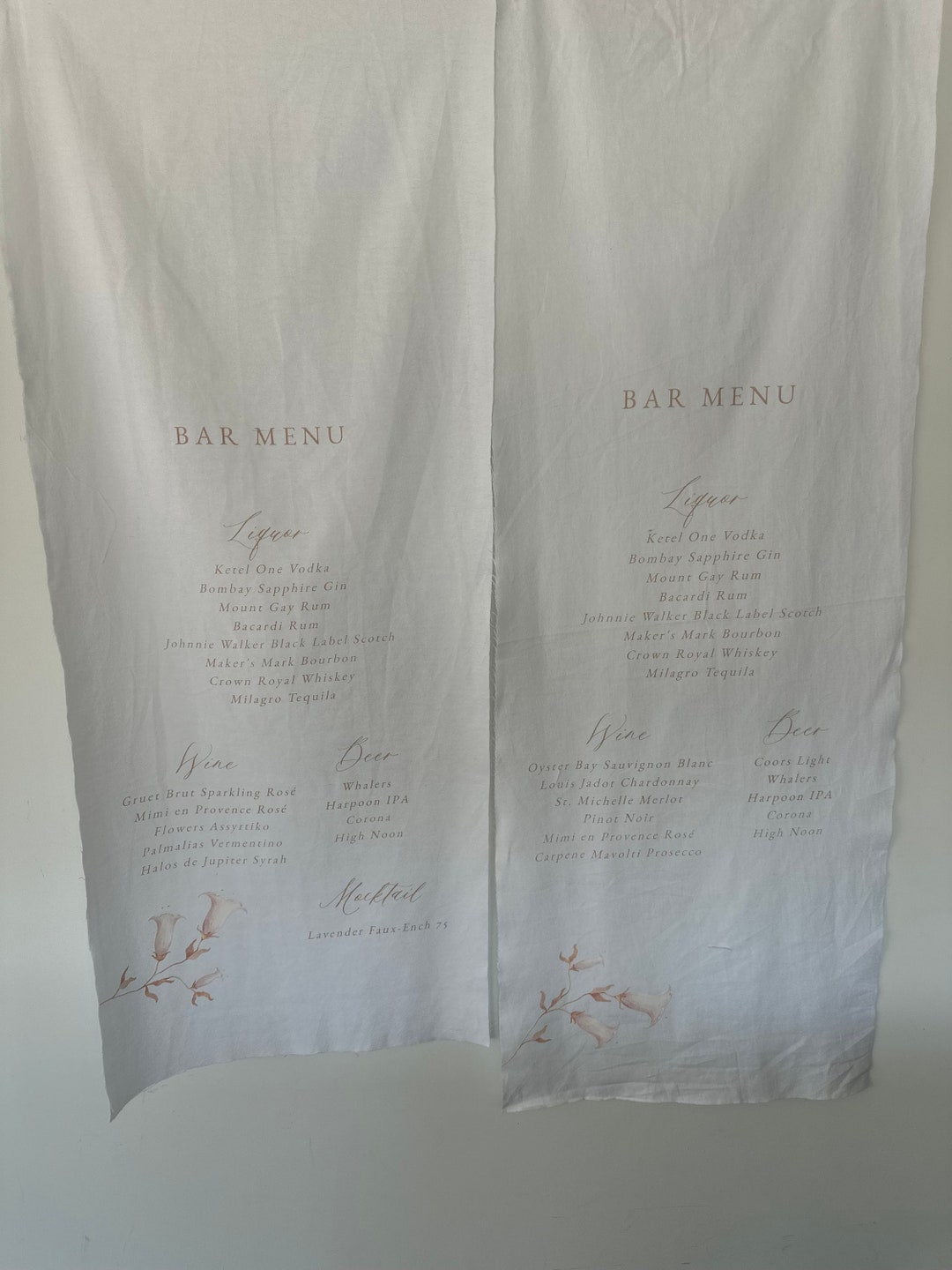 Co-ordinating Fabric Wedding Signage, Chic Matching Aesthetic for Bar ...