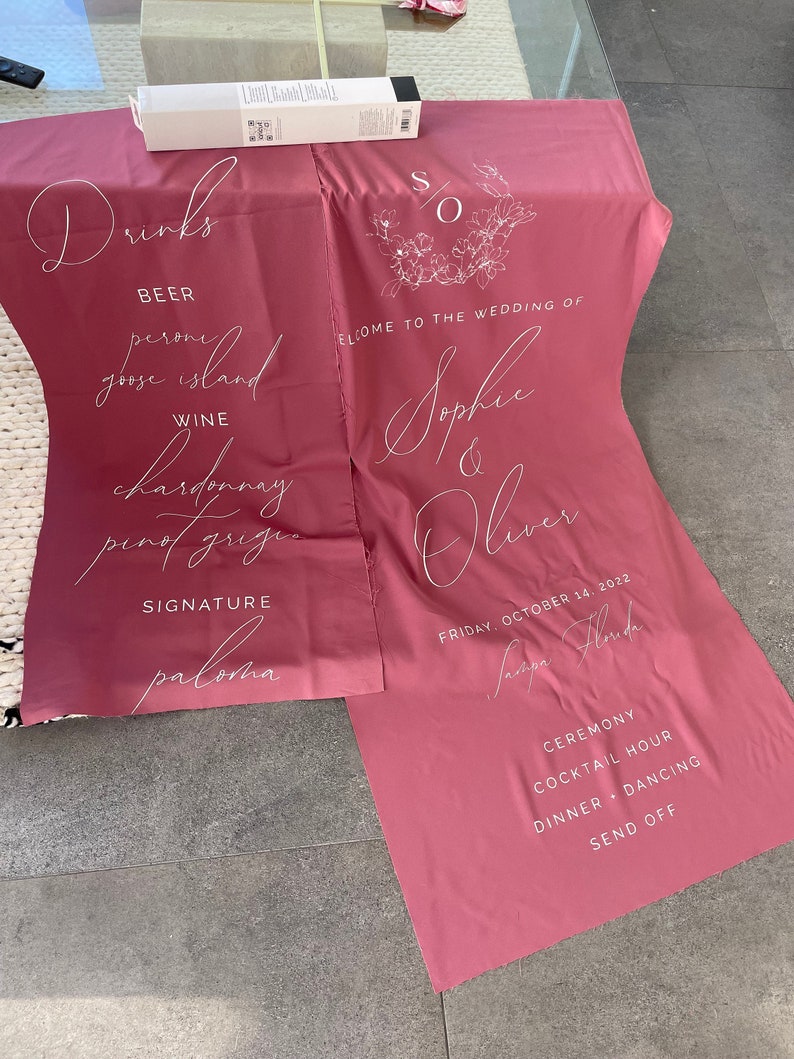 Co-ordinating Fabric Wedding Signage Chic Matching Aesthetic - Etsy