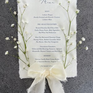 Modern White Flower Menu Handmade Paper Menu Handmade Paper Menu Floral ...
