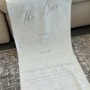 Fabric Bar Banner, Linen Wedding Bar Sign, Signature Cocktail Banner ...
