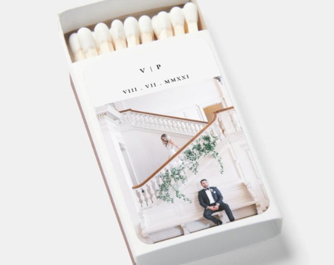 Chic Wedding Matchbox Favor Personalized Matchboxes Minimalist Elegant ...
