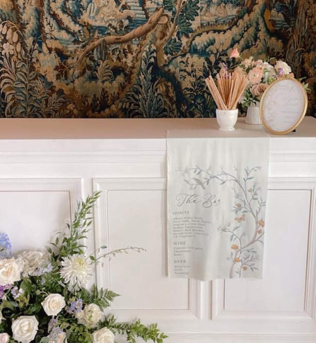 Custom Design Linen Fabric Sign, Wedding Fabric Sign, Graphic Linen ...