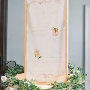 Fabric Bar Banner, Linen Wedding Bar Sign, Signature Cocktail Banner ...