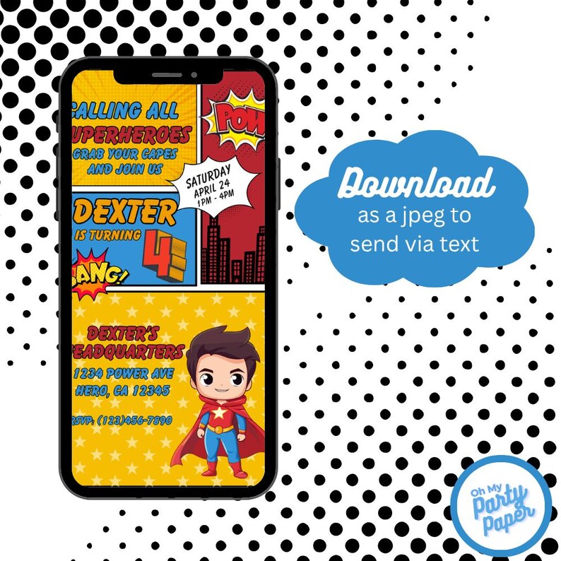 Superboy Birthday Invitation • Superhero Party Invite • Editable Canva ...