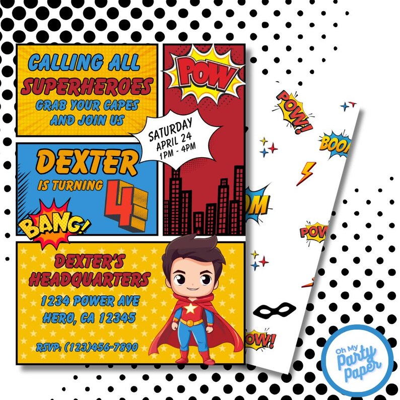 Superboy Birthday Invitation • Superhero Party Invite • Editable Canva ...