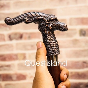 Dragon Handle Wooden Walking Stick: Victorian Foldable Cane - Etsy