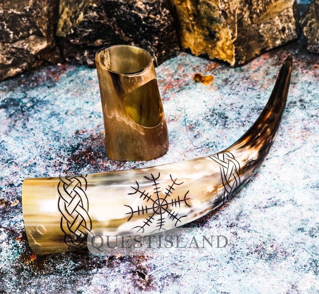 Viking Drinking Horn Royal Cup With Horn Stand Genuine - Etsy