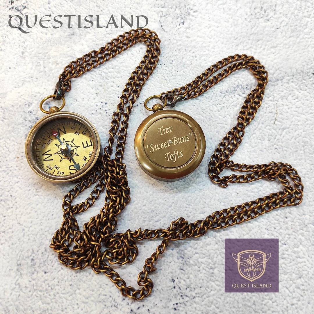 Collar de brújula personalizado: mini colgante de latón - Acabado ...
