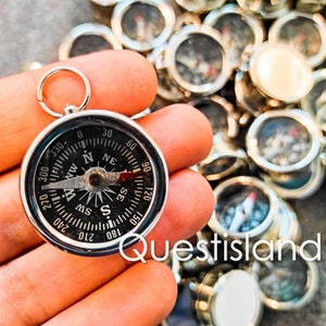 Miniature Compass 1" Lot in Silver Finish Direction Pocket Mini Compass ...