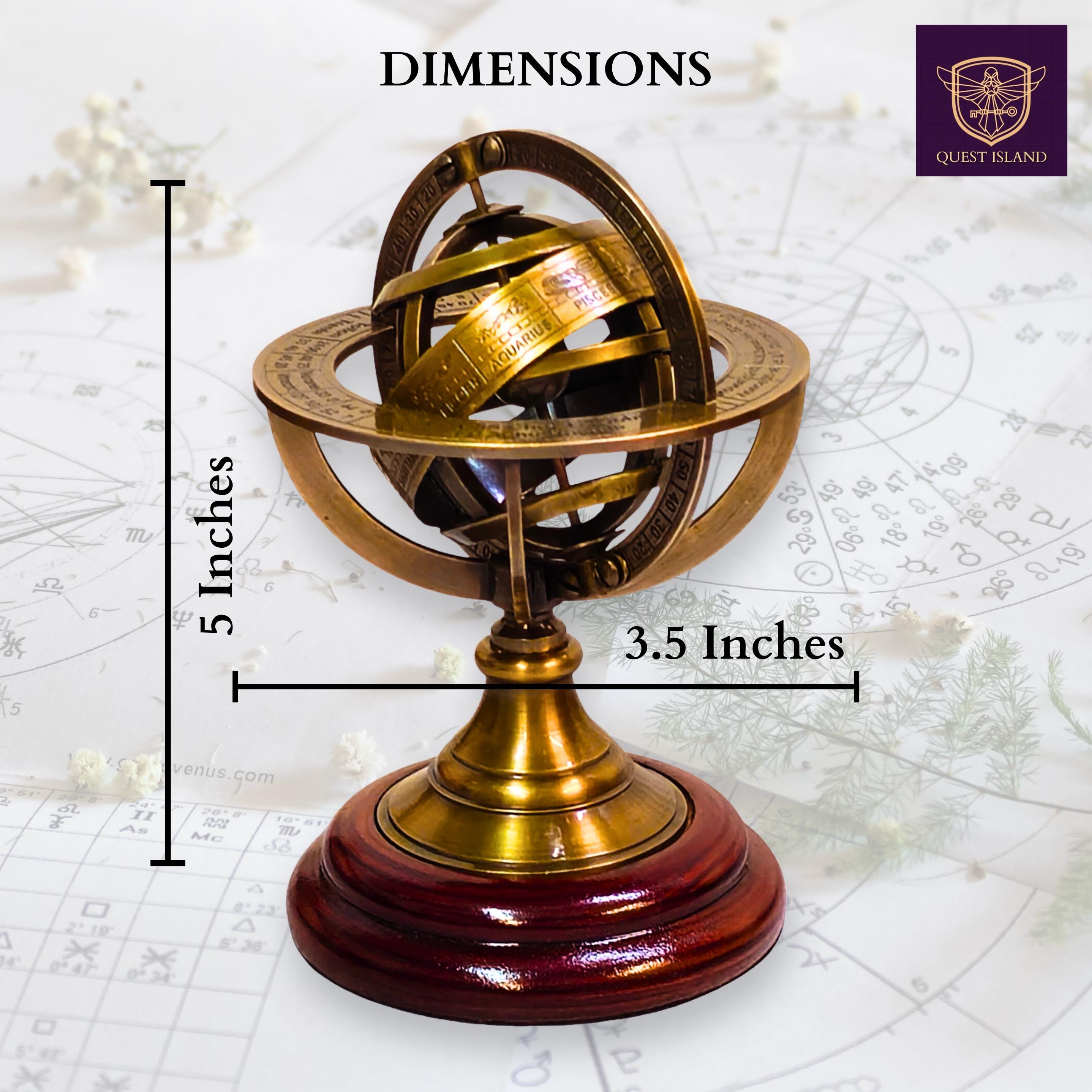 Brass Armillary Sphere Astrology Globe – Decorative Zodiac Astronomical ...