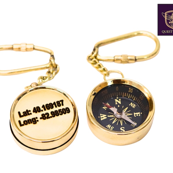 Engraved Compass Keychain - Etsy
