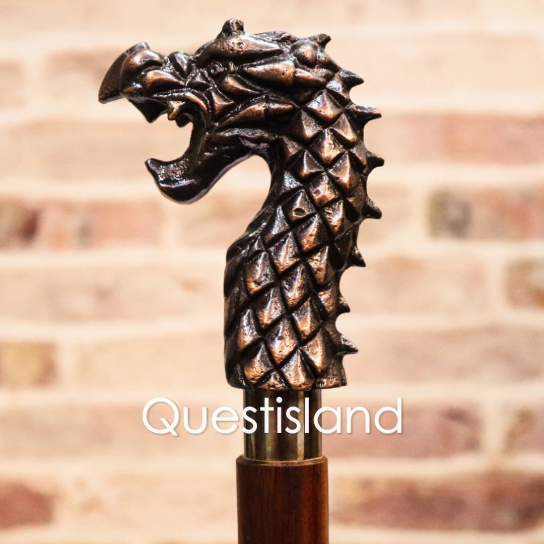 Dragon Handle Walking Stick: Victorian Wooden Foldable Cane, 38 Inch - Etsy