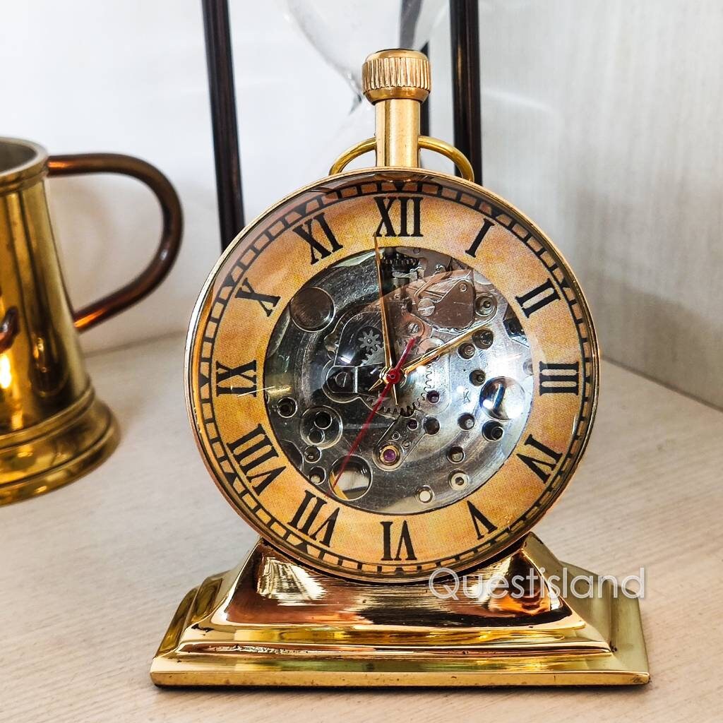 Clock Vintage Mechanical Brass Table Desk Mini Clock Watch - Etsy