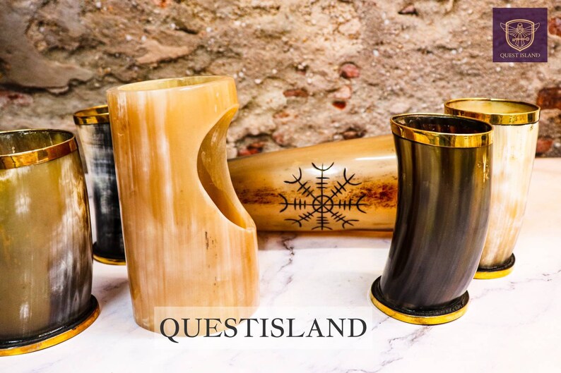 Viking Drinking Horn Cup With 4 Glasses and Stand Royal - Etsy