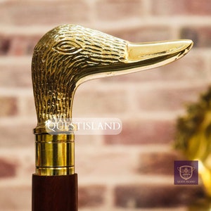 Brass Duck Head Wooden Walking Stick: Victorian Foldable Cane ...