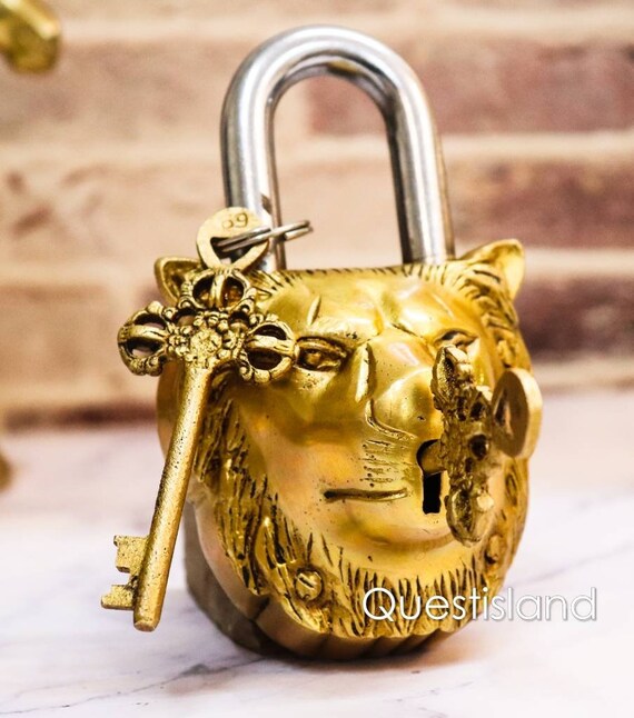 Handcrafted Brass Lion Face Padlock Unique Home Decor Perfect Wedding Anniversary Gift Etsy UK