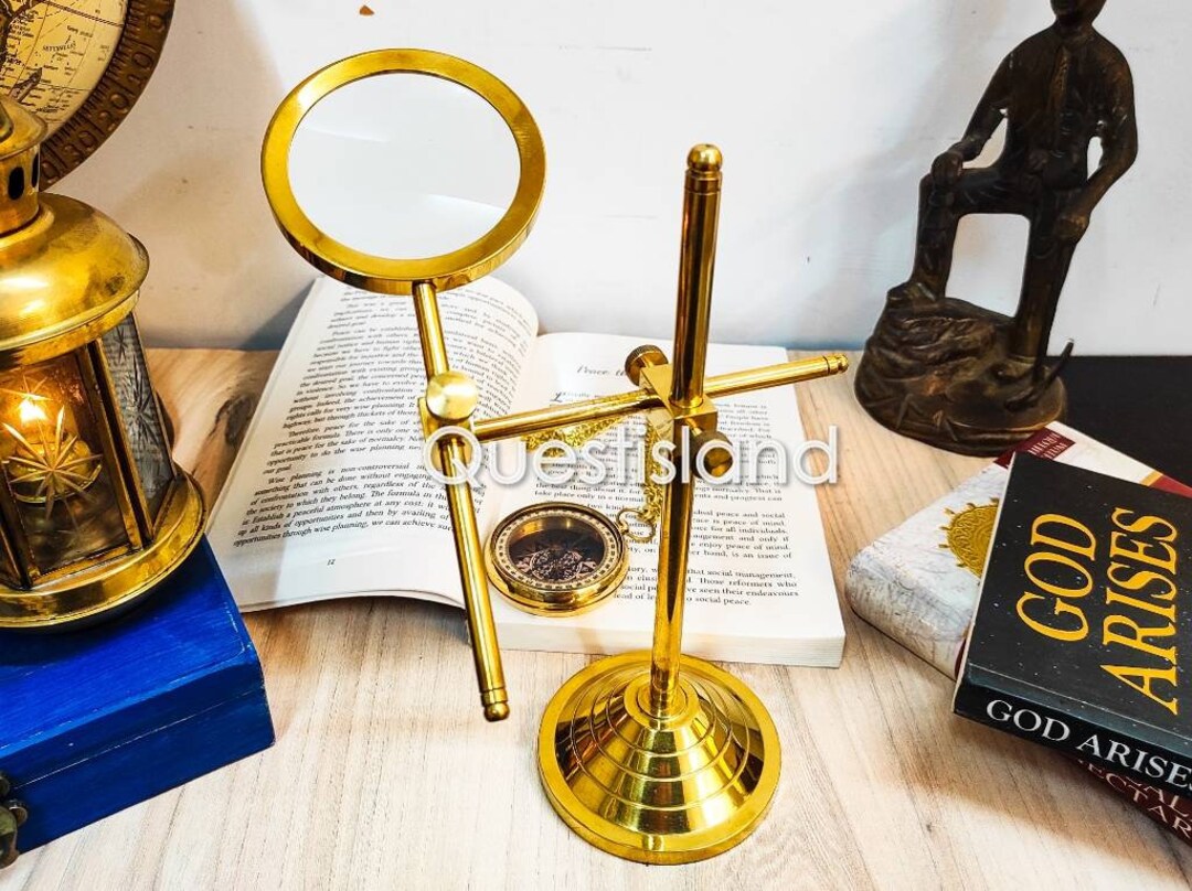 Magnifying Glass Solid Brass Vintage Style Table Top Magnifier - Etsy