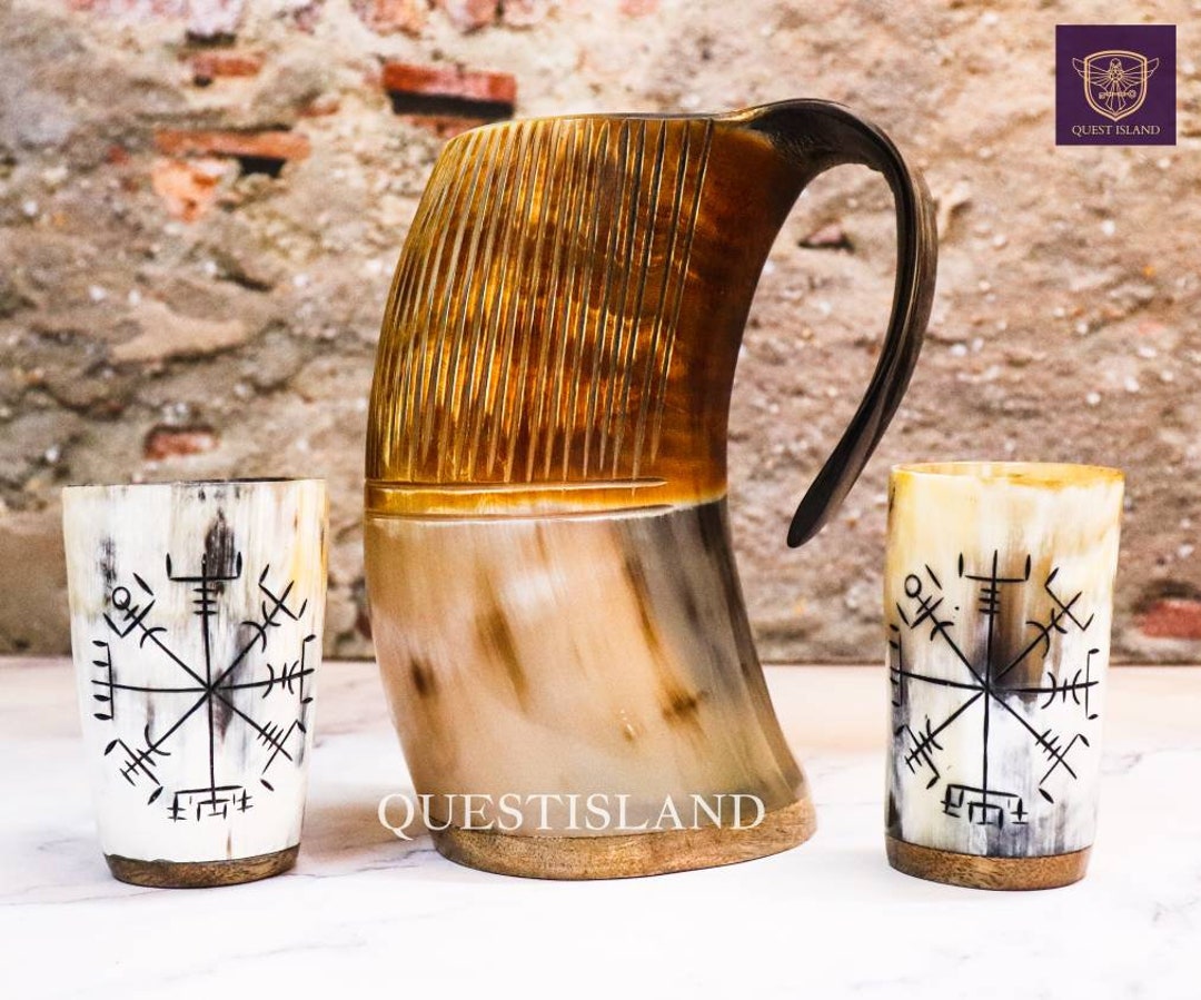 Viking Drinking Horn Mug Royal Premium With 2 Shot Glasses Royal ...