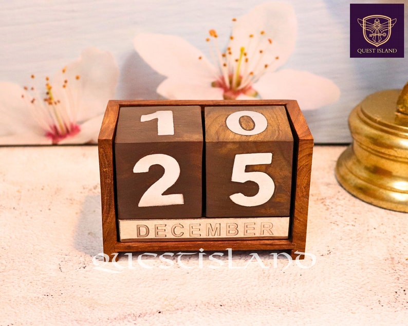 Rustic Wood Desk Calendar, Perpetual Block Style (compact Size) - Etsy