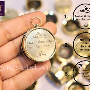 Wanderlust Brass Mini Compass With Inspirational Engravings Compass Lot ...