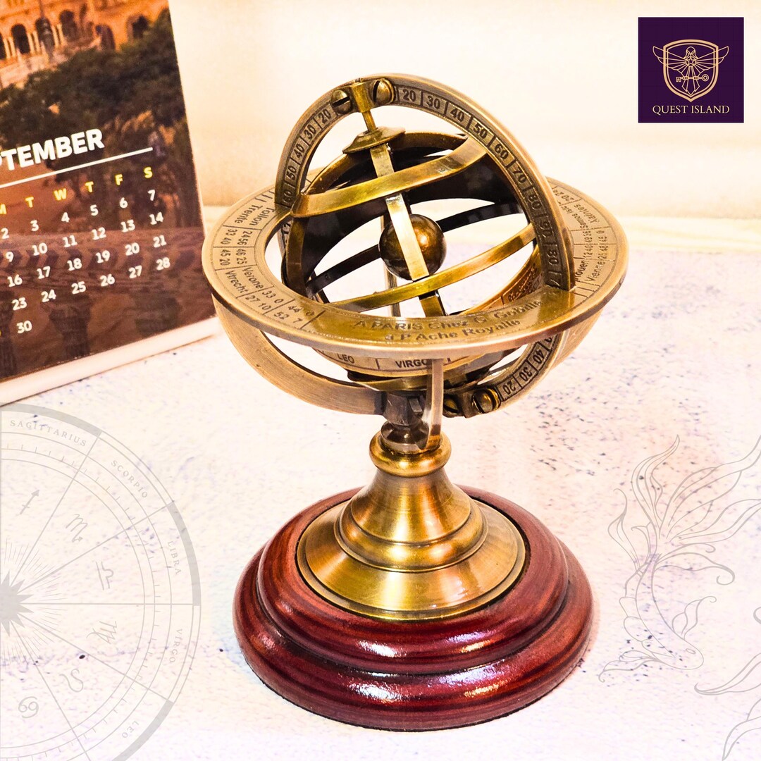 Brass Armillary Sphere Astrology Globe – Decorative Zodiac Astronomical ...