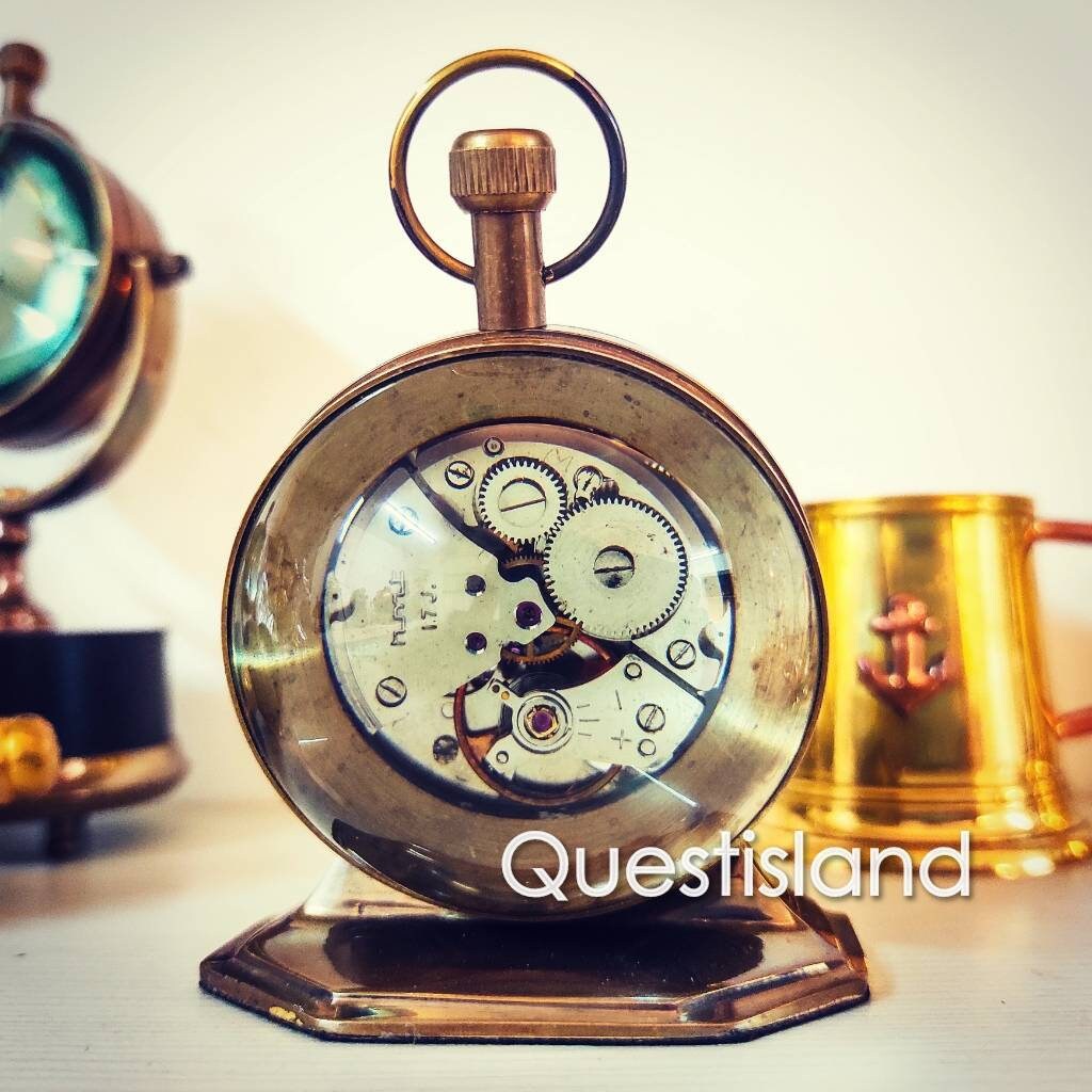 Desk Clock Vintage Mechanical Brass Table Desk Mini Clock - Etsy