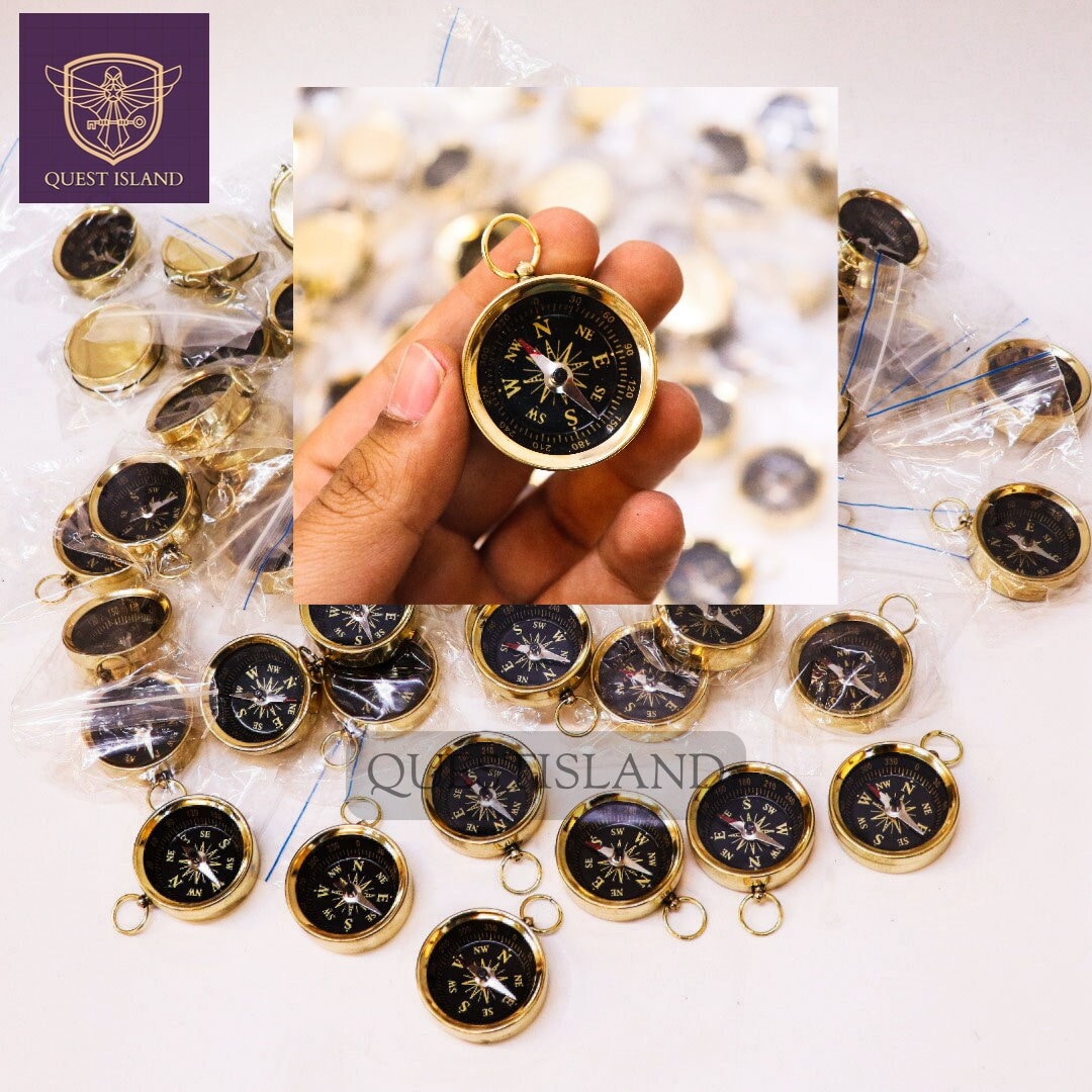 Mini Brass Compass: Polished Nautical Wedding Favors, Collectible Gift ...