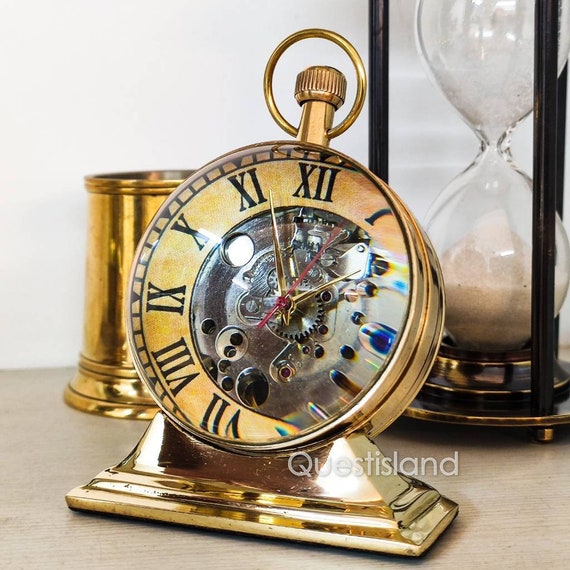 Clock Vintage Mechanical Brass Table Desk Mini Clock Watch - Etsy