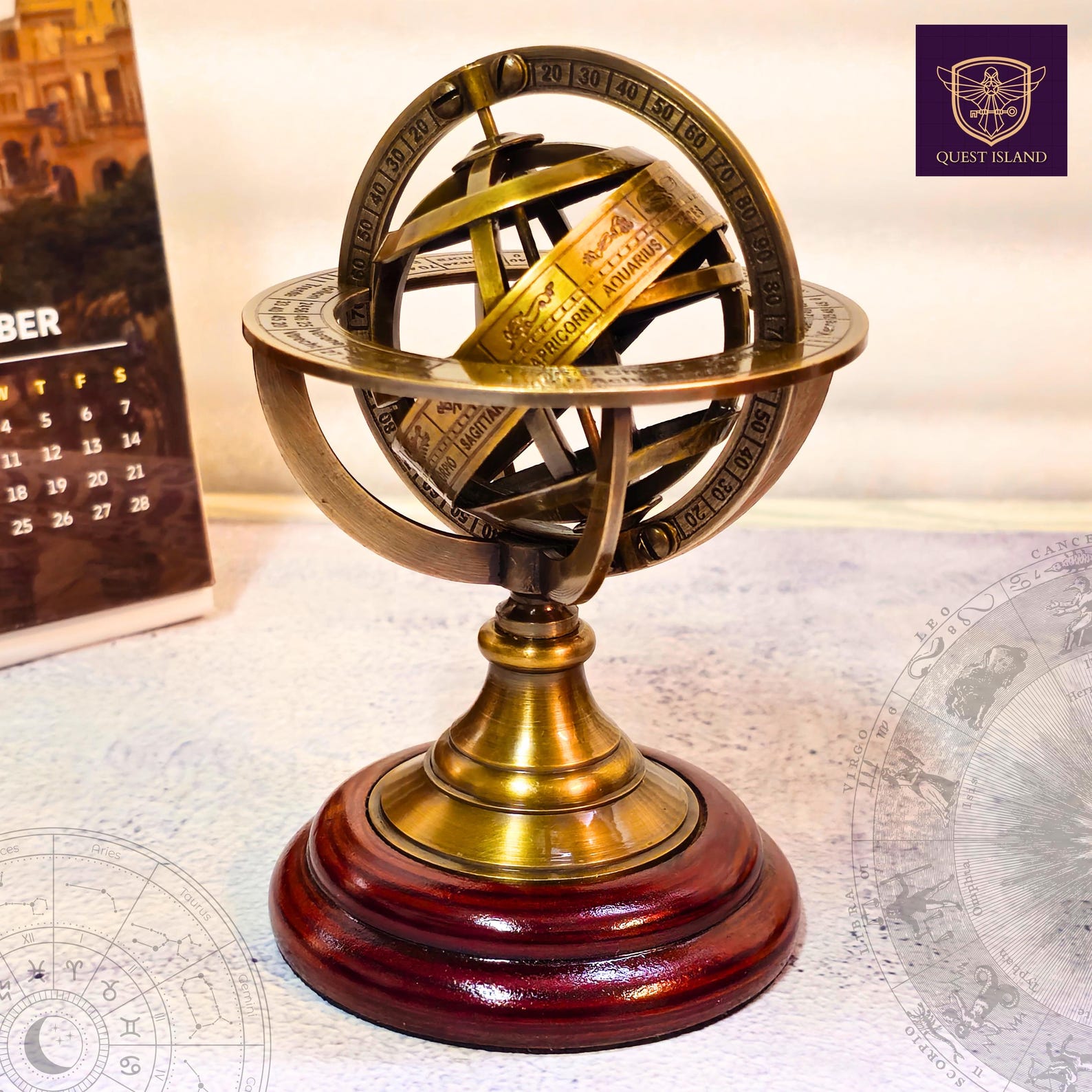 Brass Armillary Sphere Astrology Globe – Decorative Zodiac Astronomical ...