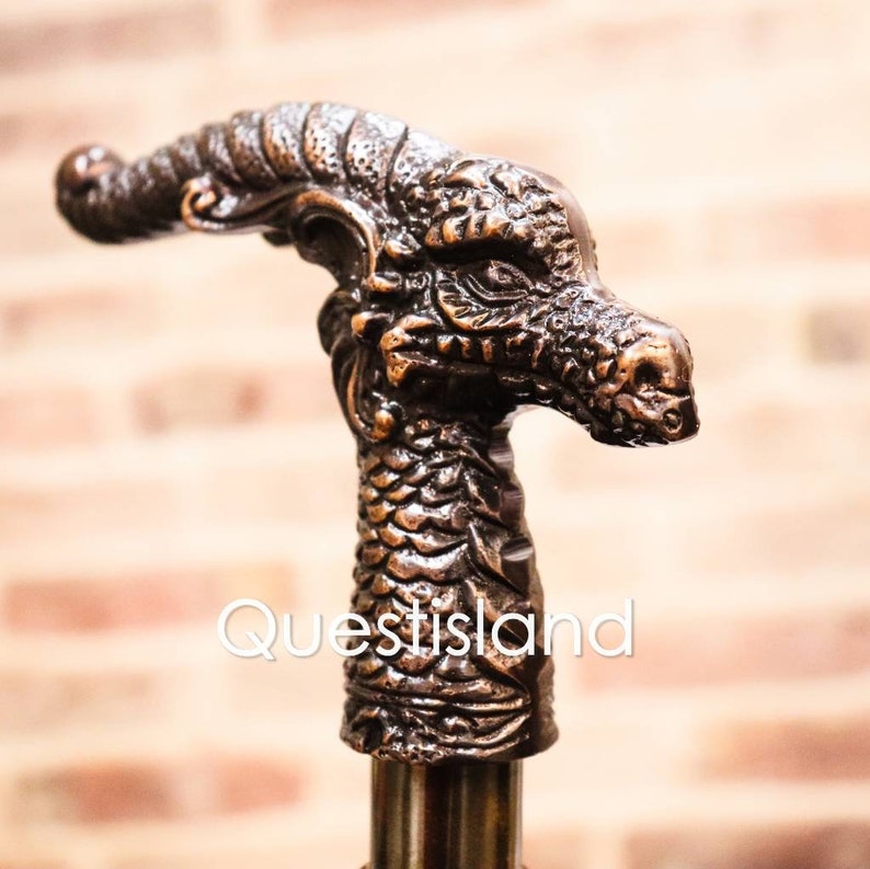 Dragon Handle Wooden Walking Stick: Victorian Foldable Cane - Etsy