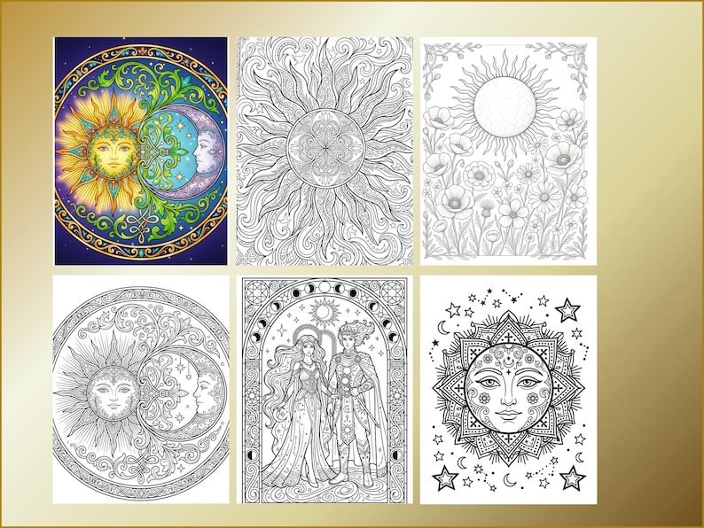 Sun & Moon Coloring Book – Printable Digital Download - Etsy UK
