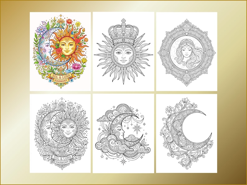 Sun & Moon Coloring Book – Printable Digital Download - Etsy UK