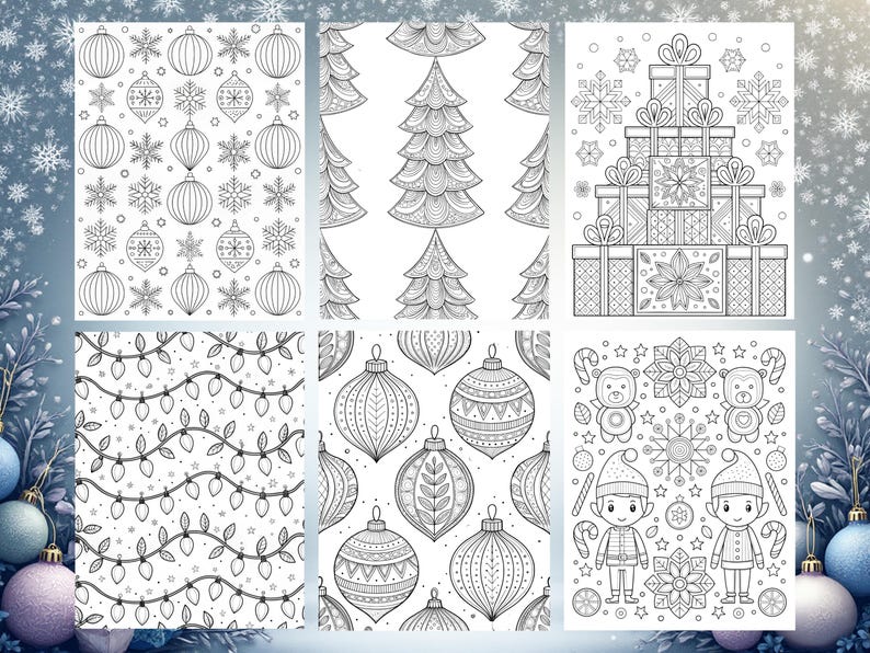 Christmas Patterns Colouring Pages Bundle of 40 Instant Download - Etsy