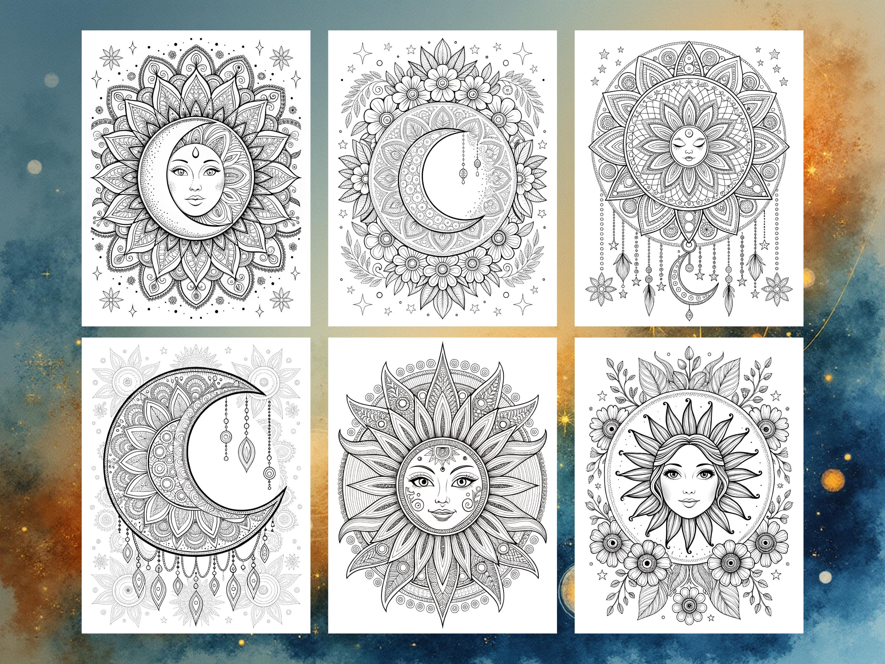 Boho Sun Moon & Stars Coloring Book Printable PDF - Etsy