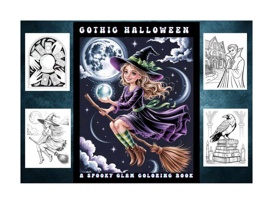 Gothic Halloween Coloring Book Printable Pages Digital Download PDF ...
