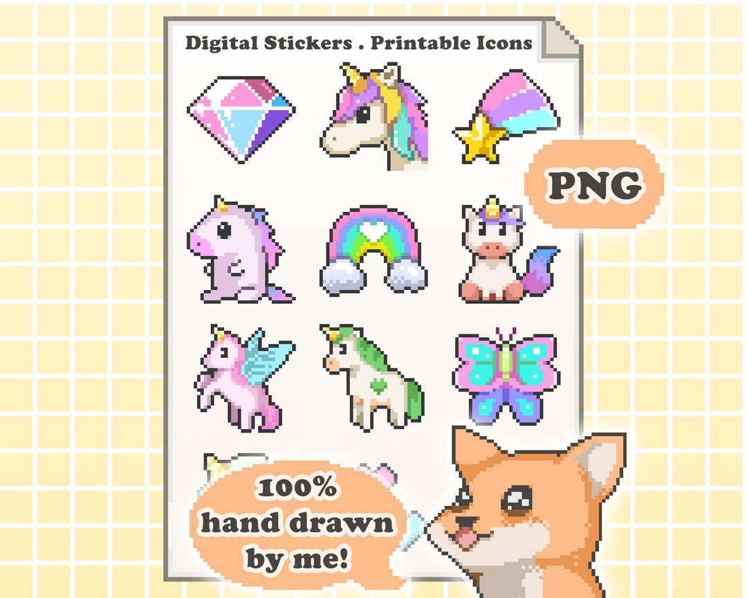 Unicorn Clipart Digital Download, Cute Stickers for Digital Planner ...